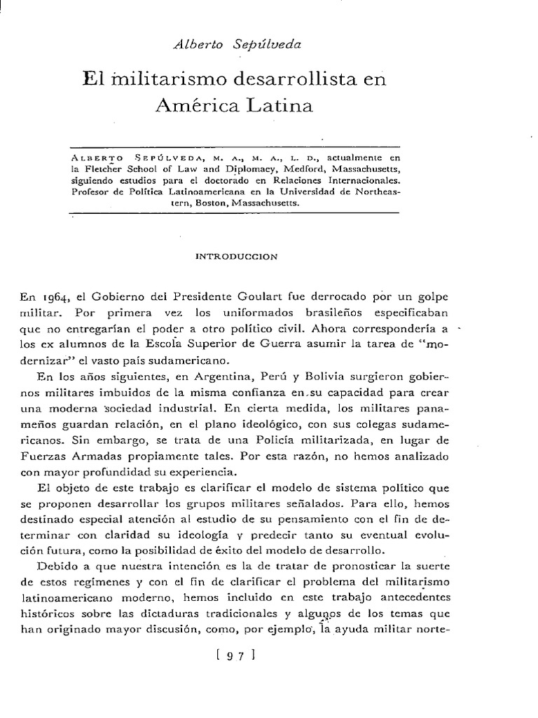 El Militarismo Desarrollista en America Latina | PDF | Perú | Guerra de ...