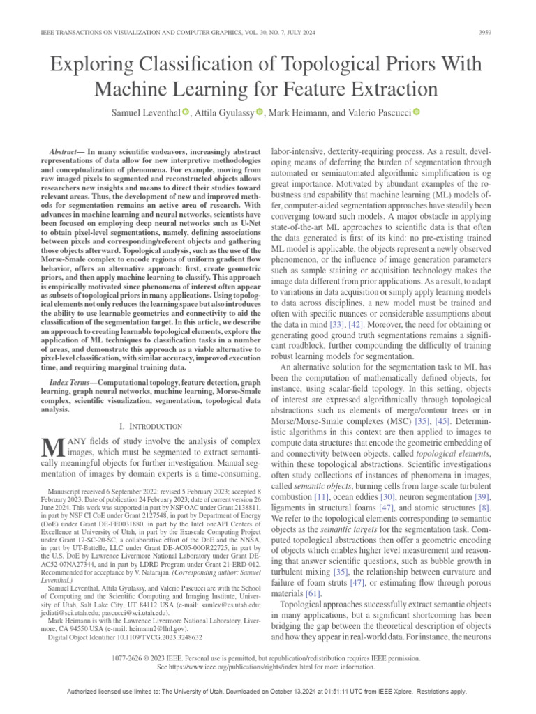 Exploring Classification of Topological Priors With Machine Learning For Feature Extraction A ...