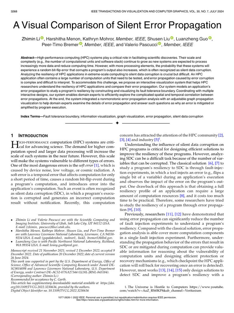 A Visual Comparison of Silent Error Propagation | PDF | Computer Science | Computing