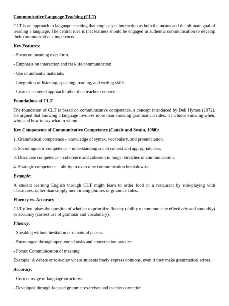 Communicative Language Teaching | PDF | Linguistics | Learning