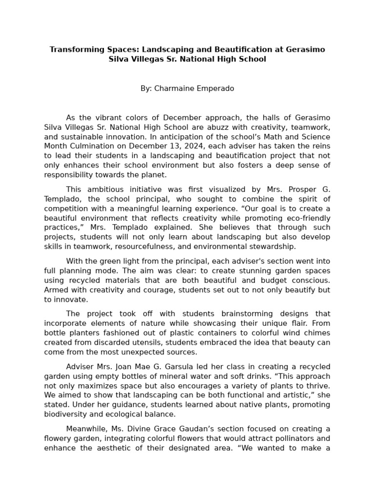 Feature Article Landscaping and Beautification | PDF | Ecology | Gardens