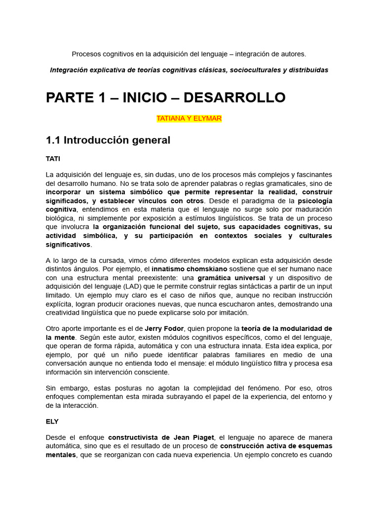Coloquio Cognitiva - Doc Final | PDF | Aquisición de idioma | Pensamiento