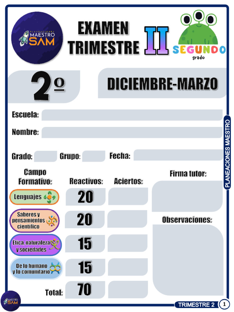 Examen Trim2 Segundo Grado Pms 24-25. | PDF | Las emociones | Residuos