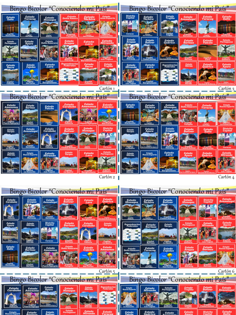 Bingo Bicolor: Conociendo Venezuela | PDF | Juegos de azar | Juego de azar