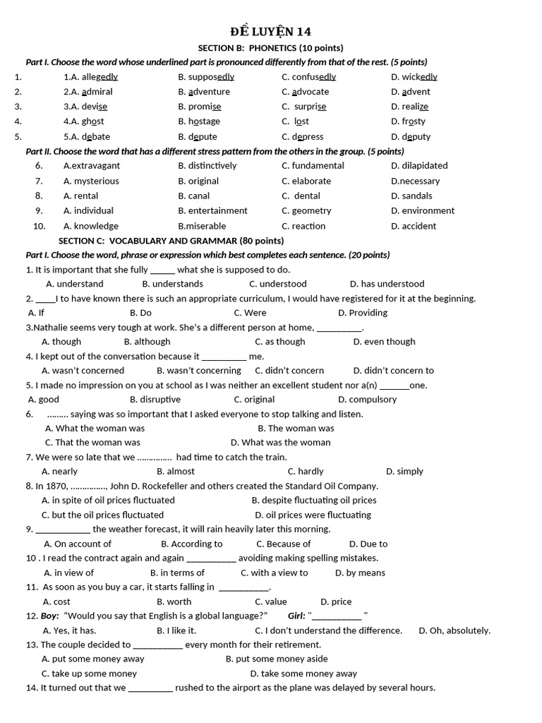 Phonetics and Grammar Practice Test | PDF | Honey Bee | Honey