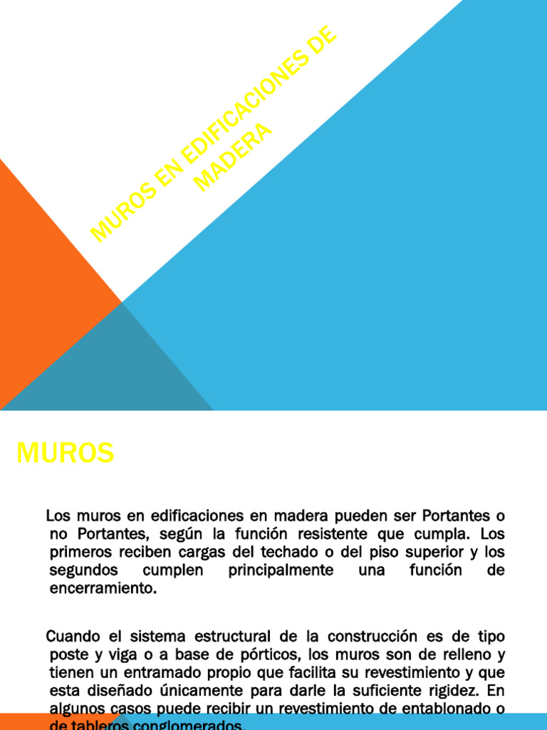 Exp. MUROS EN EDIFICACIONES DE MADERA | PDF | pared | Ingeniería de Edificación