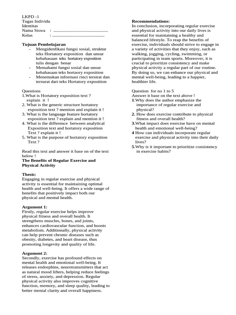 Understanding Hortatory Exposition Texts | PDF | Mental Health ...