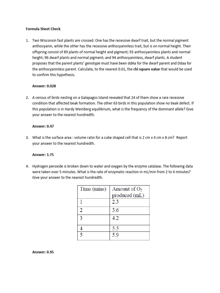 Plant Genetics Formula Sheet | PDF | Dominance (Genetics) | Allele