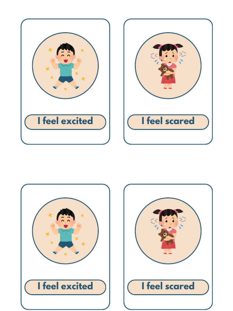 SEL Feelings and Emotion Flashcards Blue Orange Cartoon Style PDF | PDF