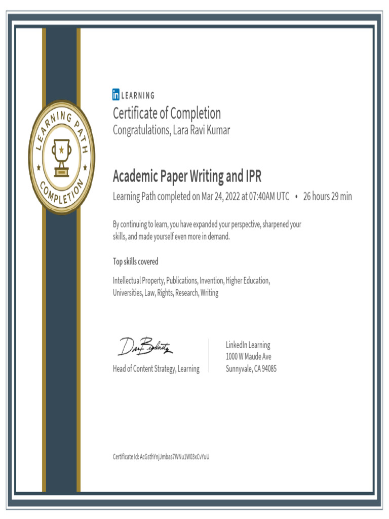 21BBA4029 - LARA (Academic Paper Research Certificate) | PDF