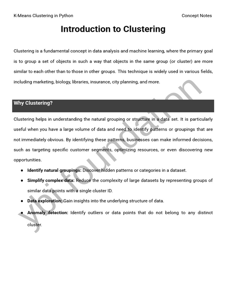 Introduction To Clustering | PDF | Cluster Analysis | Machine Learning