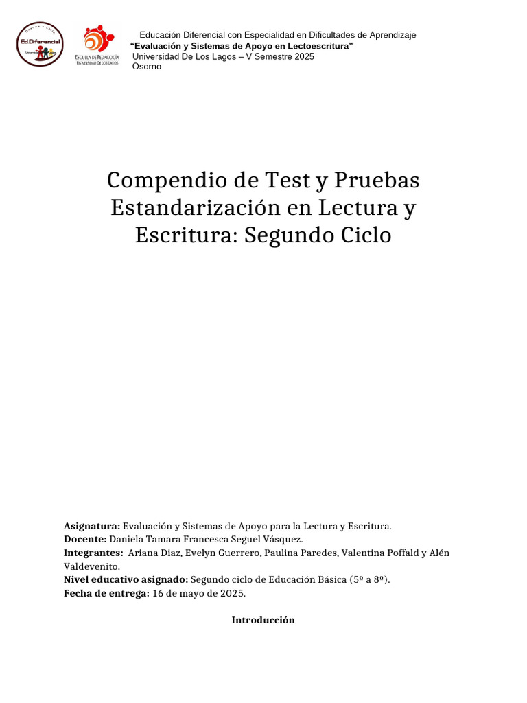 Evaluación de Lectoescritura en Educación Básica | PDF | Evaluación ...