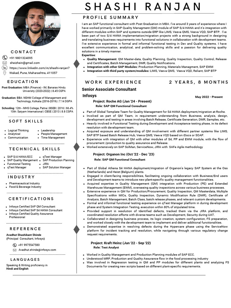 Resume - Shashi Ranjan | PDF | Quality Management | Business