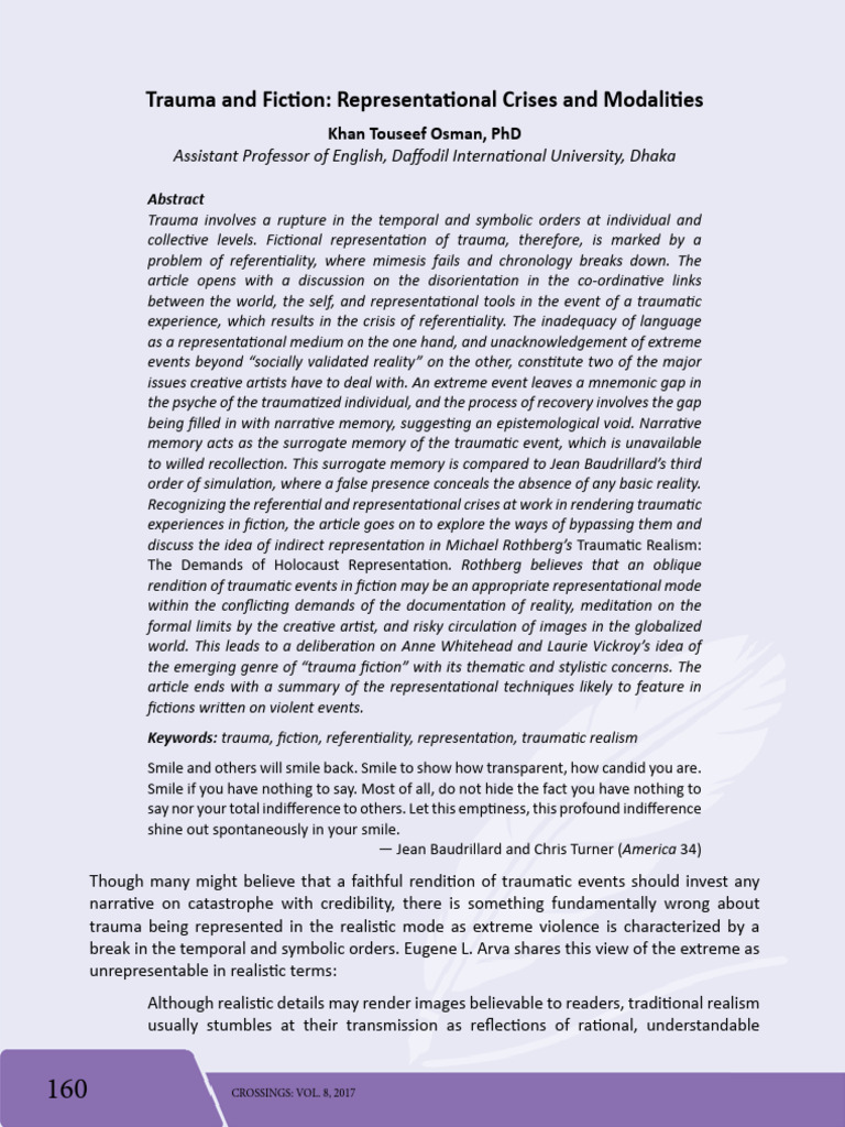 Trauma and Fiction Representational Cris | PDF | Psychological Trauma ...