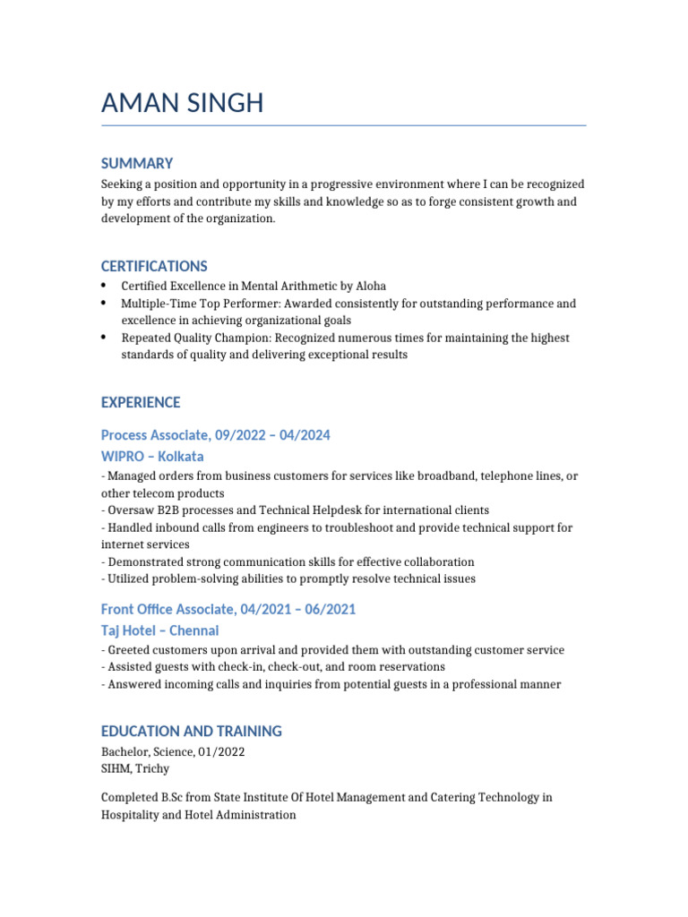 Aman Singh Resume | PDF