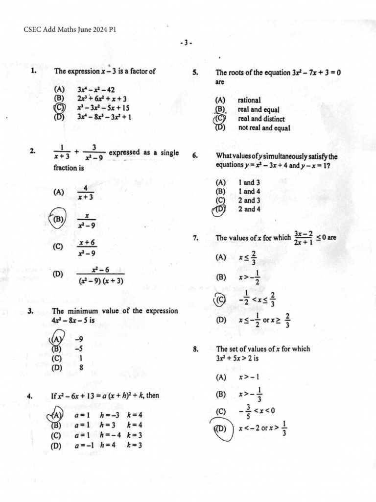 June 2024 CSEC Add Maths P1 | PDF | Trigonometric Functions | Angle