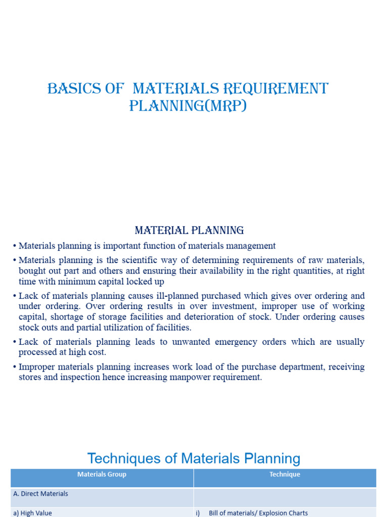 Lecture 6 OM MMS - MRP | PDF | Inventory | Business