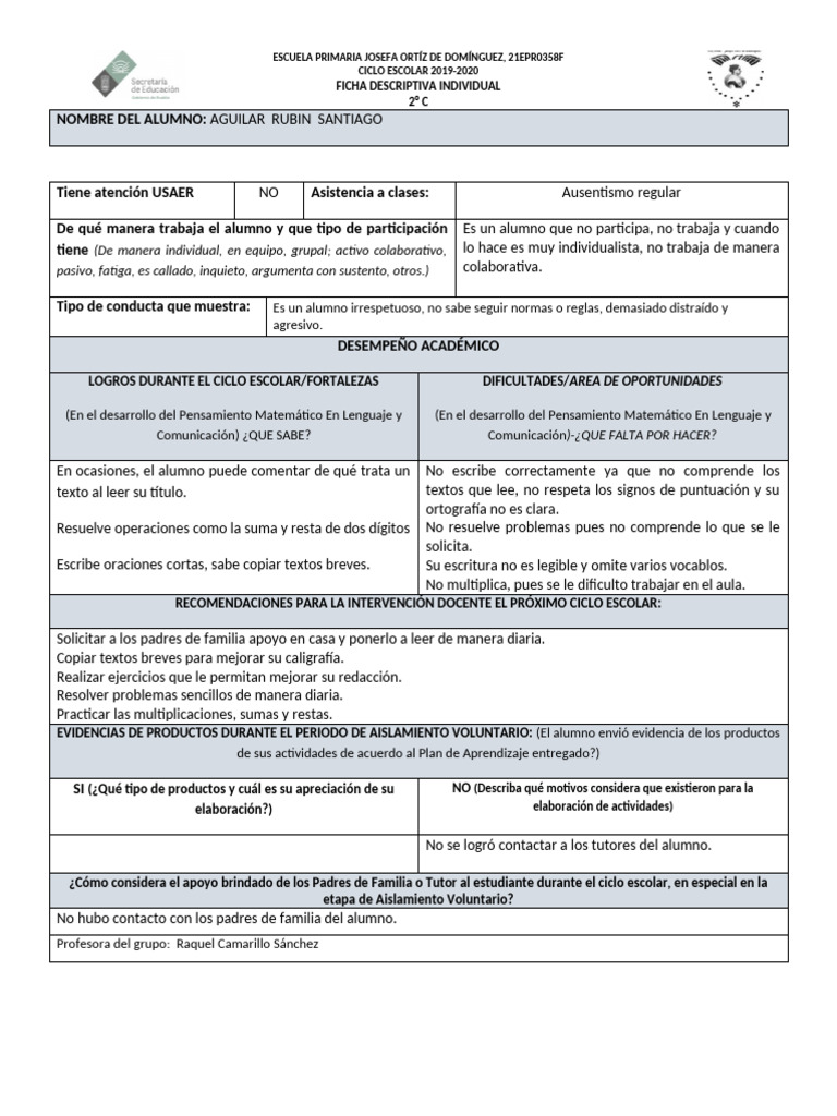 Fichas Segundo C 2020 | PDF | Educación primaria | Comprensión lectora