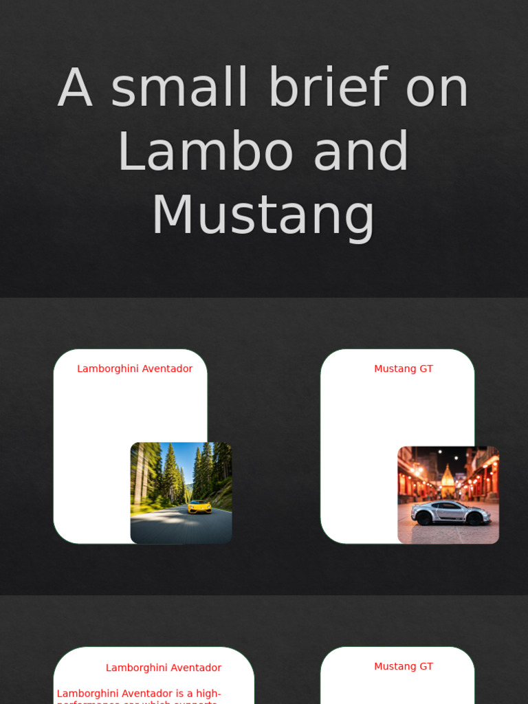 A Small Brief On Lambo and Mustang | PDF