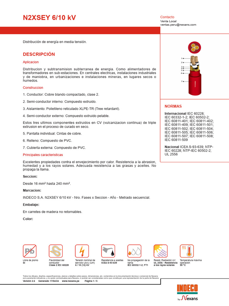 Cable N2XSEY 6-10KV | PDF | Aislador (Electricidad) | Resistor