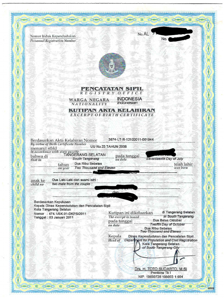 Akte Kelahiran | PDF