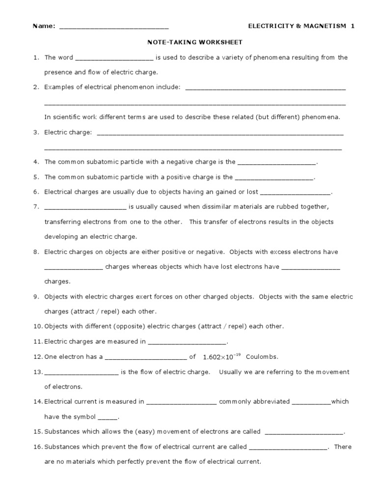 Ps Electricity and Magnetism Handout | PDF | Electric Charge | Series ...