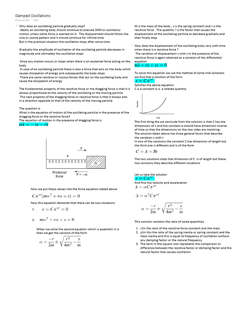 Damped Oscillations | PDF | Oscillation | Damping