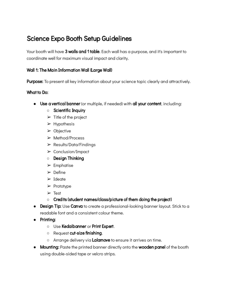 Science Expo Booth Setup Guidelines | PDF | Page Layout