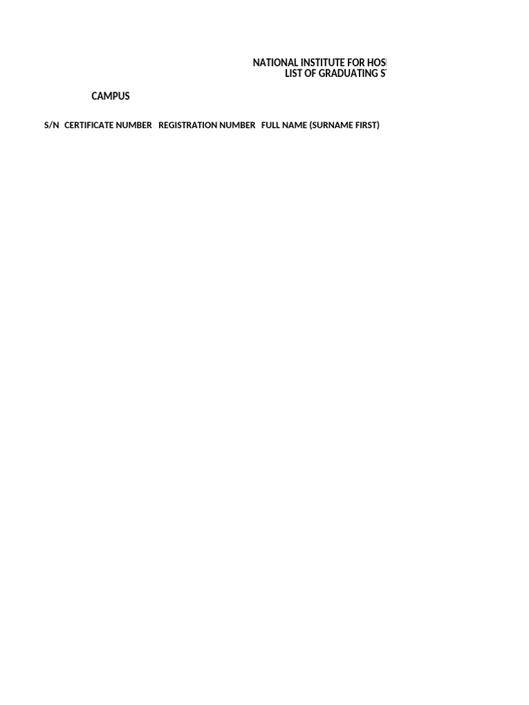 List of Graduating Students For Certification | PDF