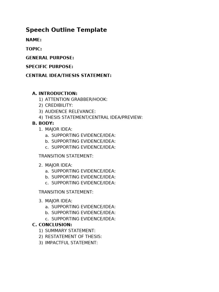 Speech Outline Template | PDF