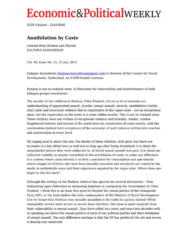 Annihilation by Caste | PDF