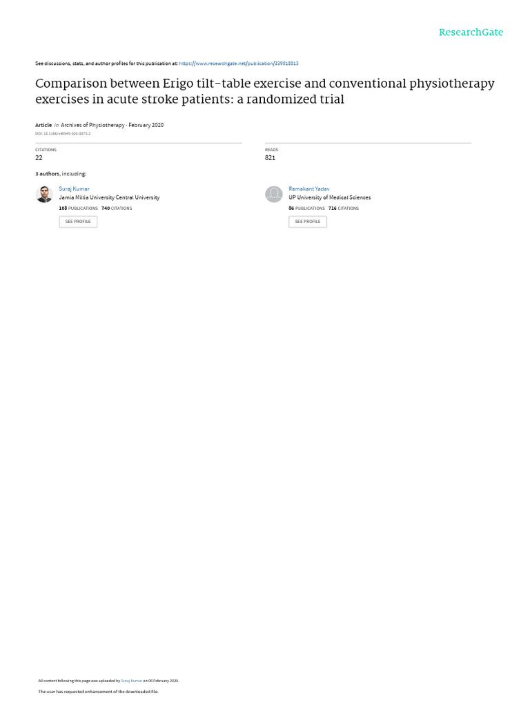 Comparison Between Erigo Tilt-Table Exercise and Conventional ...