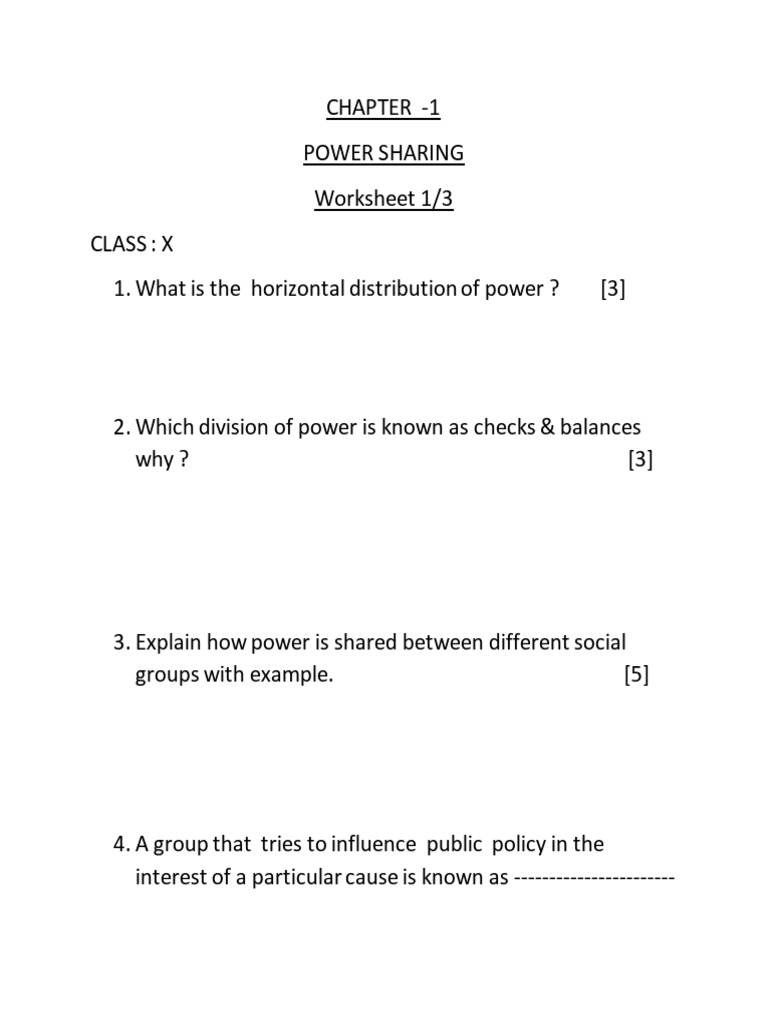 Power Sharing Concepts for Class X | PDF