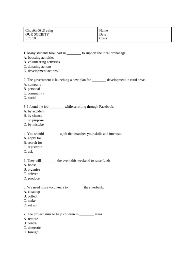 Vocabulary for Community Engagement | PDF | Volunteering