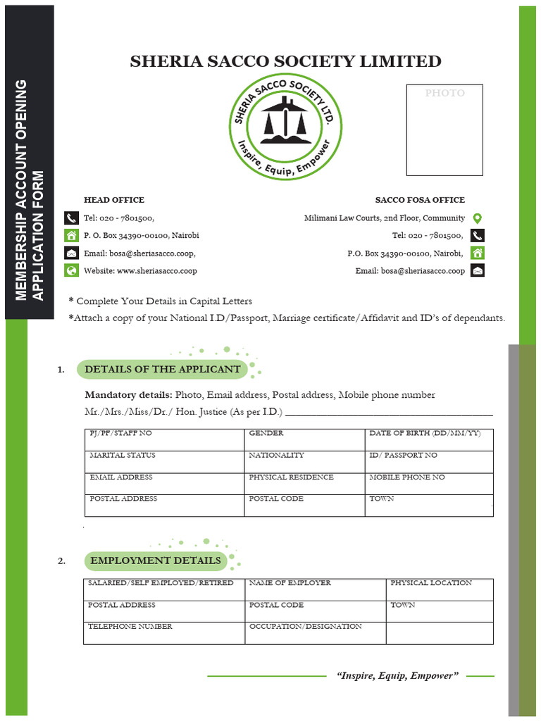 Sheria Sacco Membership Application Form | PDF | Board Of Directors ...