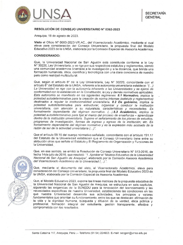 Modelo Educativo UNSA (1) | PDF