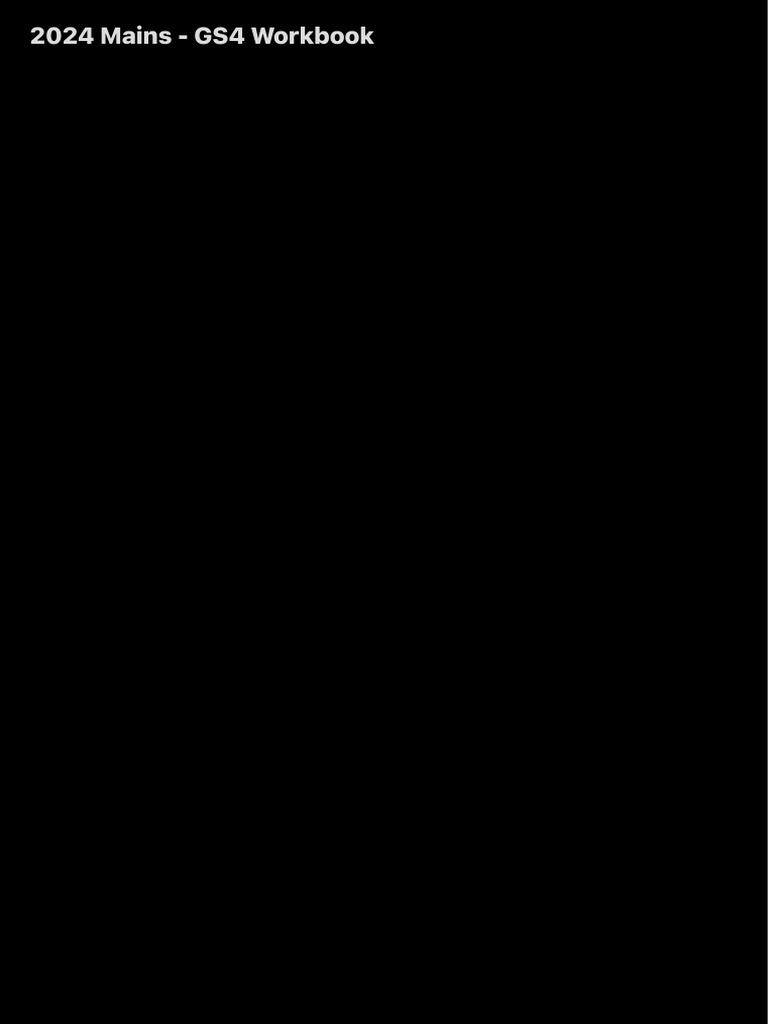 2024 Mains - GS4 Workbook | PDF