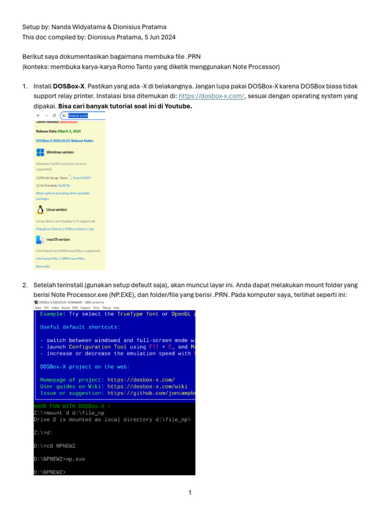 Print File PRN Dari Note Processor Menggunakan DOSBox-X Ke PNG | PDF