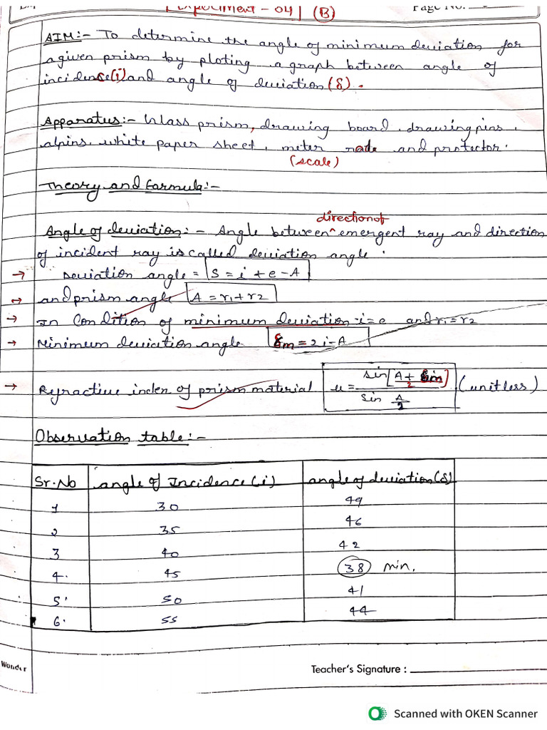 Angle of Minimum Deviation | PDF