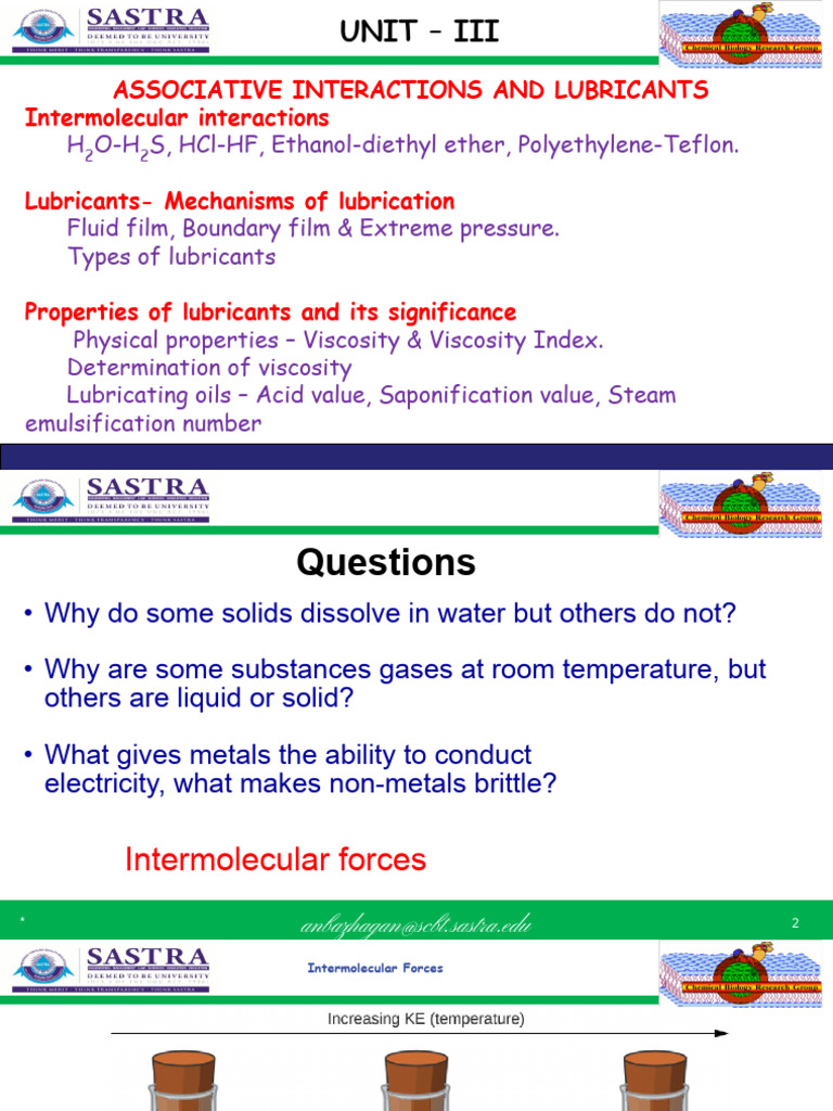 Unit III - Molecular Interactions | PDF | Intermolecular Force ...