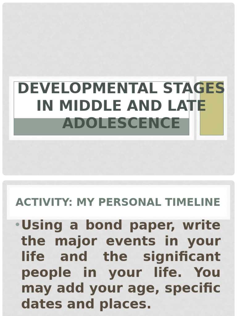Developmental Stages in Middle and Late Adolescence PERDEV | PDF ...