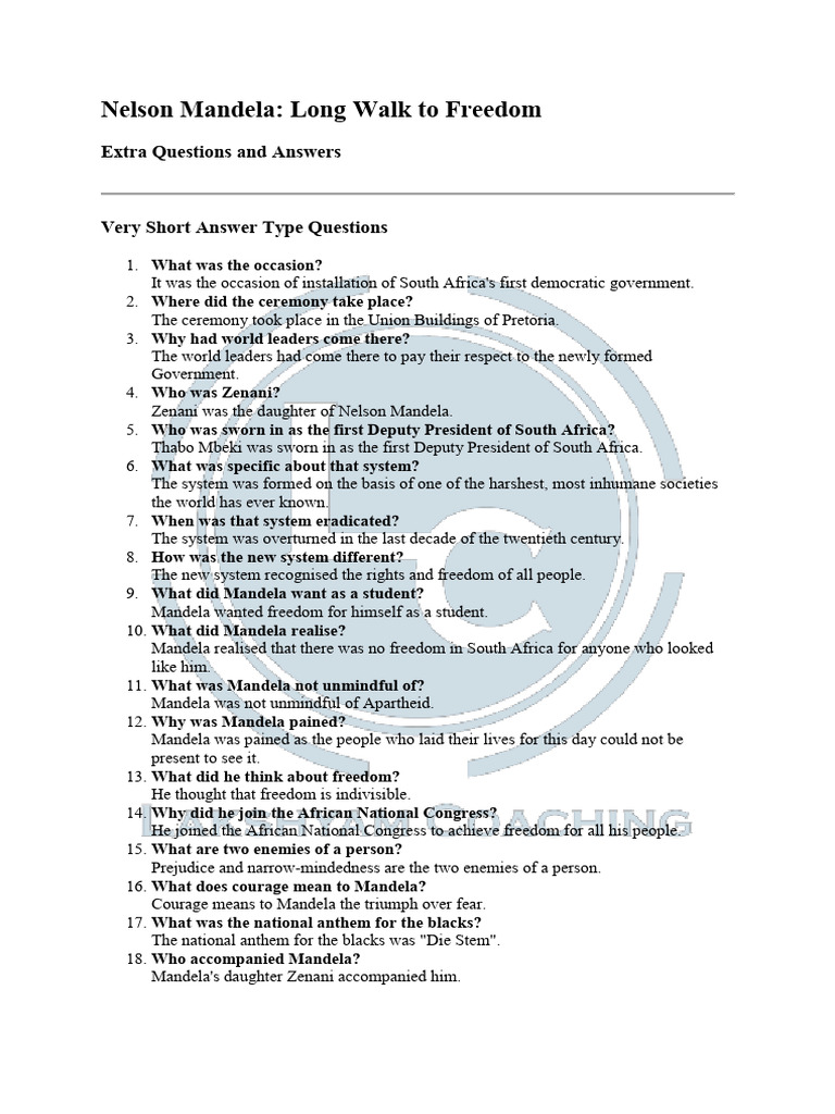 Mandela's Inauguration Q&A Guide | PDF | Nelson Mandela | Apartheid