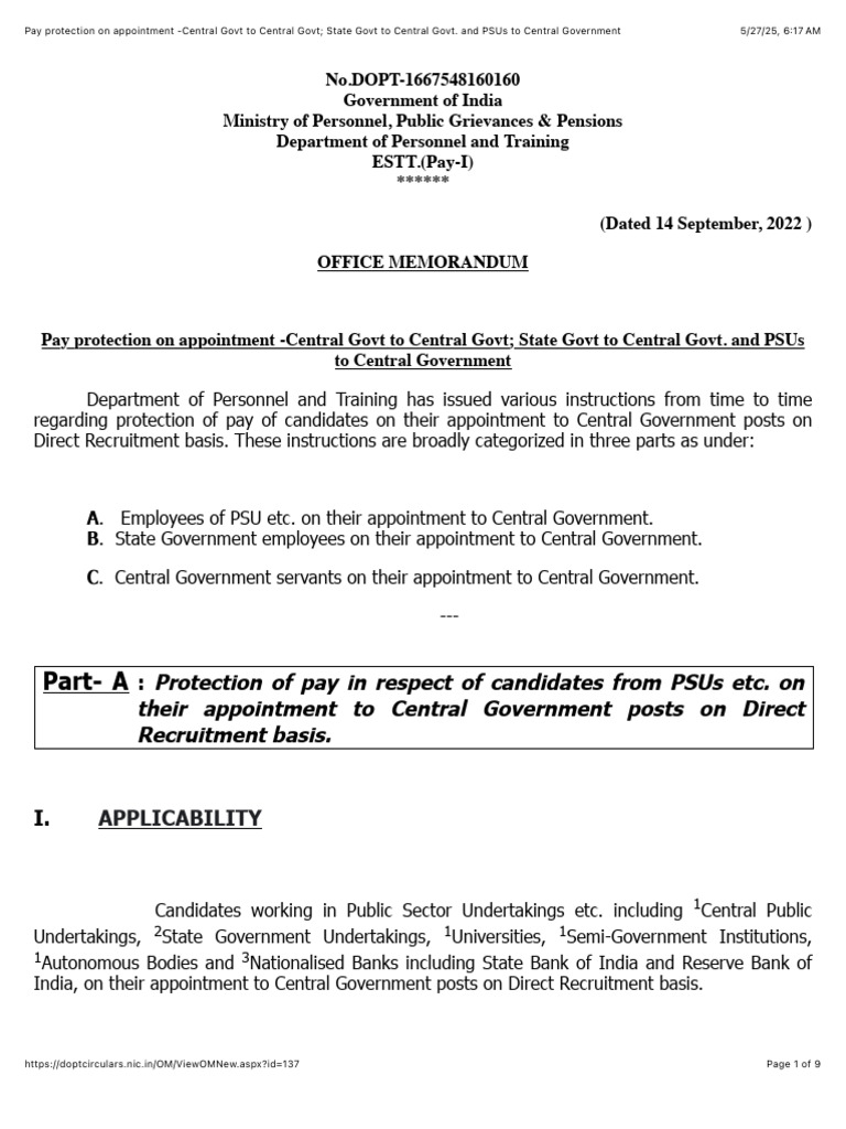 Pay Protection for Direct Appointments | PDF | Government