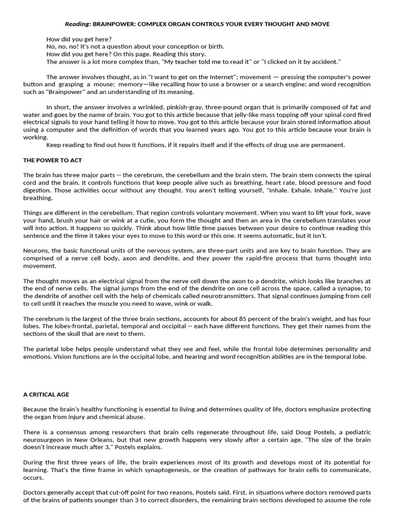 Module 6 - Reading Materials | PDF | Dendrite | Lateralization Of Brain Function