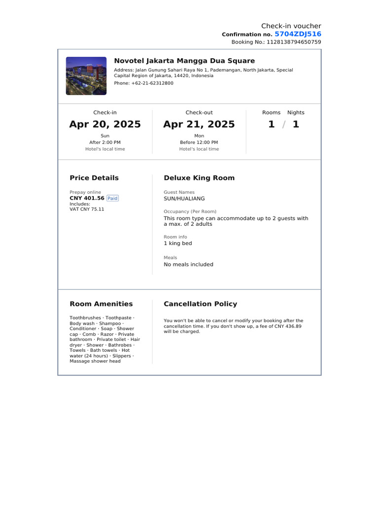 4.20-21 Proof of Check-In For Trip - Com Hotel Booking No ...
