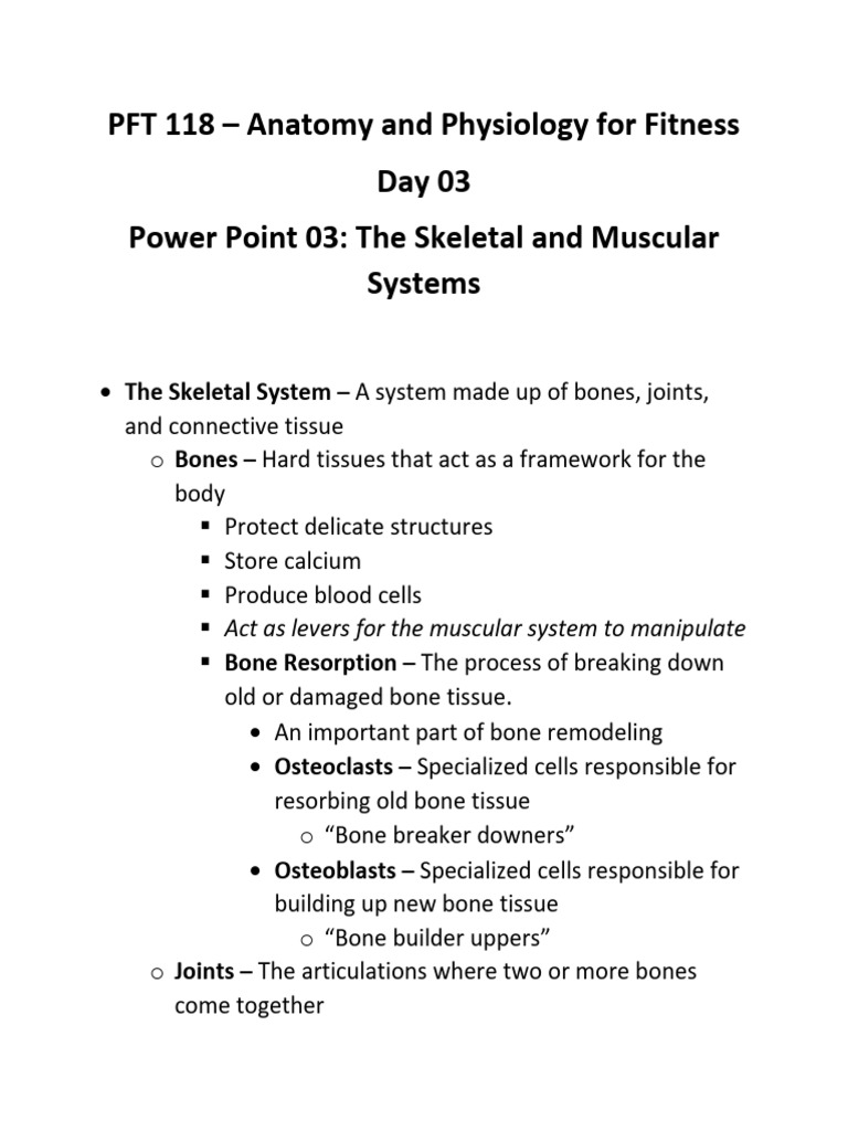 PFT 118 Day 03 - Power Point 03 Note (PDF Version) | PDF | Muscle ...