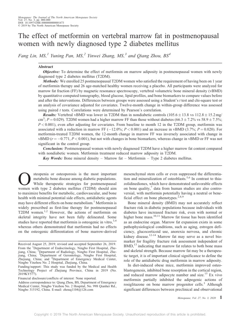 Lin 2019 | PDF | Diabetes | Menopause