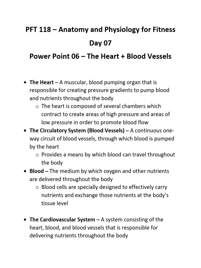 PFT 118 Day 07 - Power Point 06 Notes (PDF Version) | PDF | Heart ...