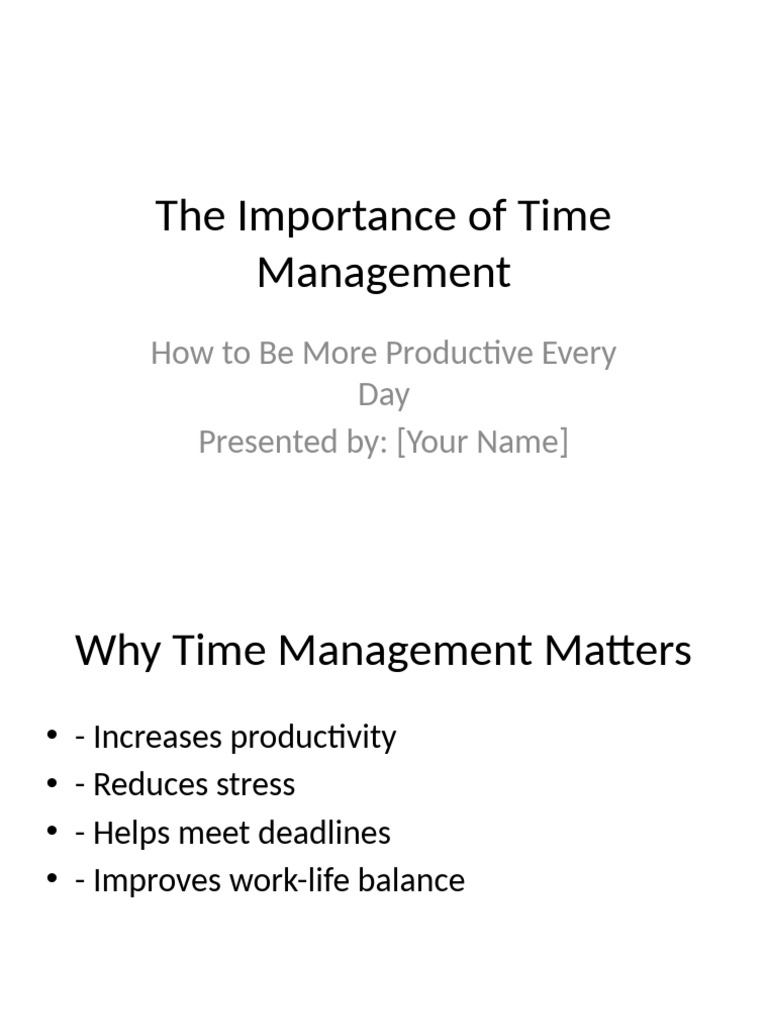 Time Management Presentation Pdf