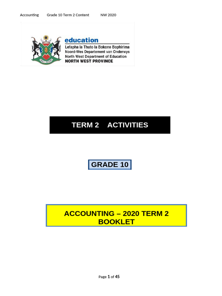Grade 10 Accounting Activities: VAT & Salaries | PDF | Debits And ...